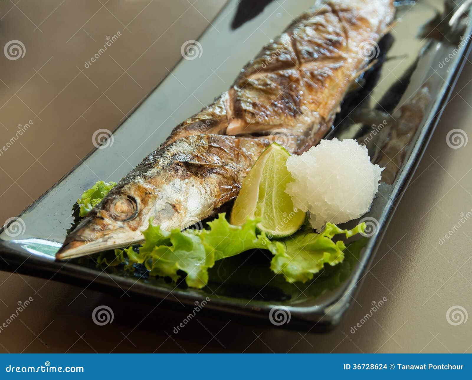Grilled saba mackerel stock photo. Image of broiled, fall - 36728624