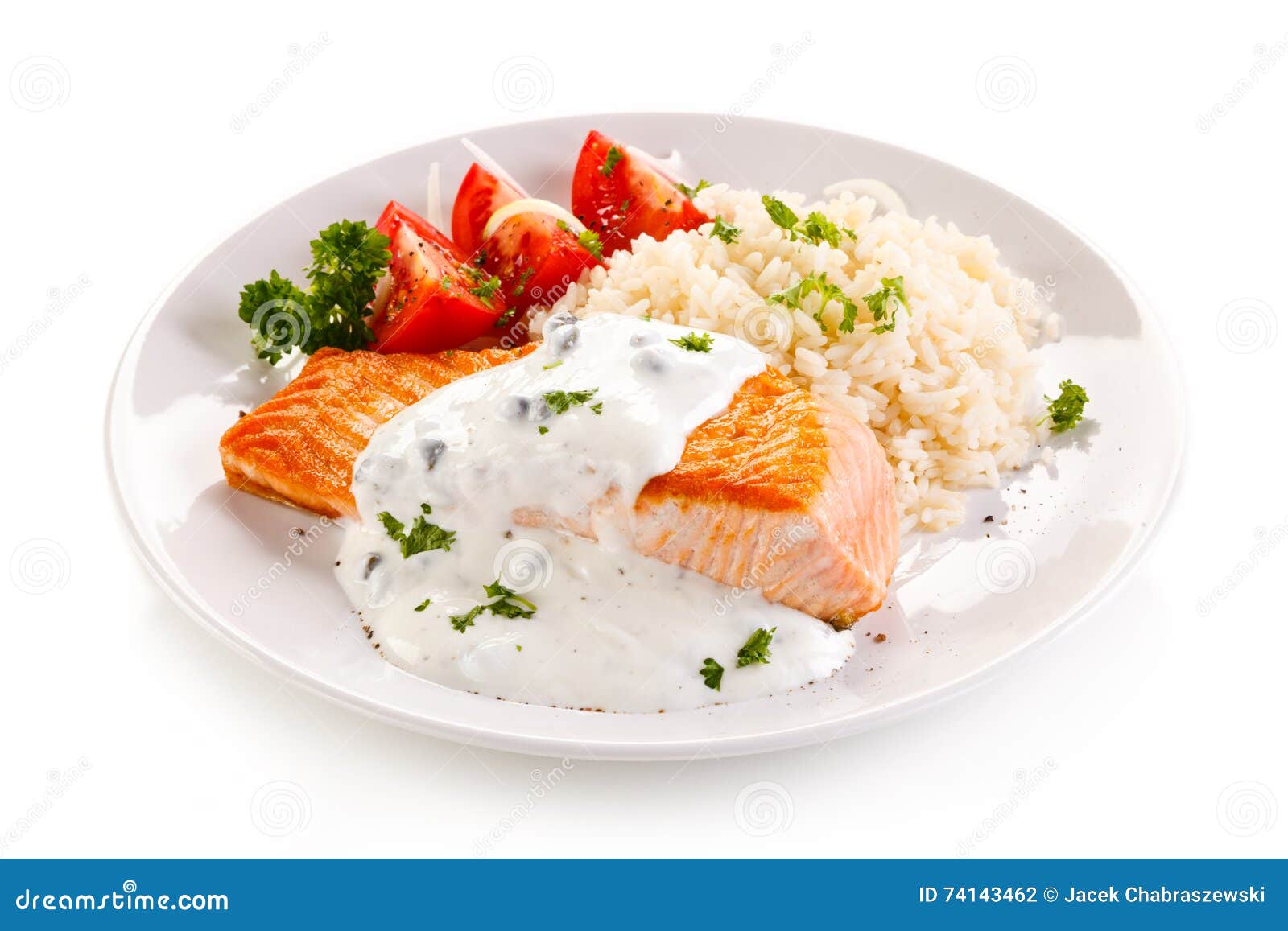 Grilled Salmon, Rice and Vegetables Stock Photo - Image of cuisine ...