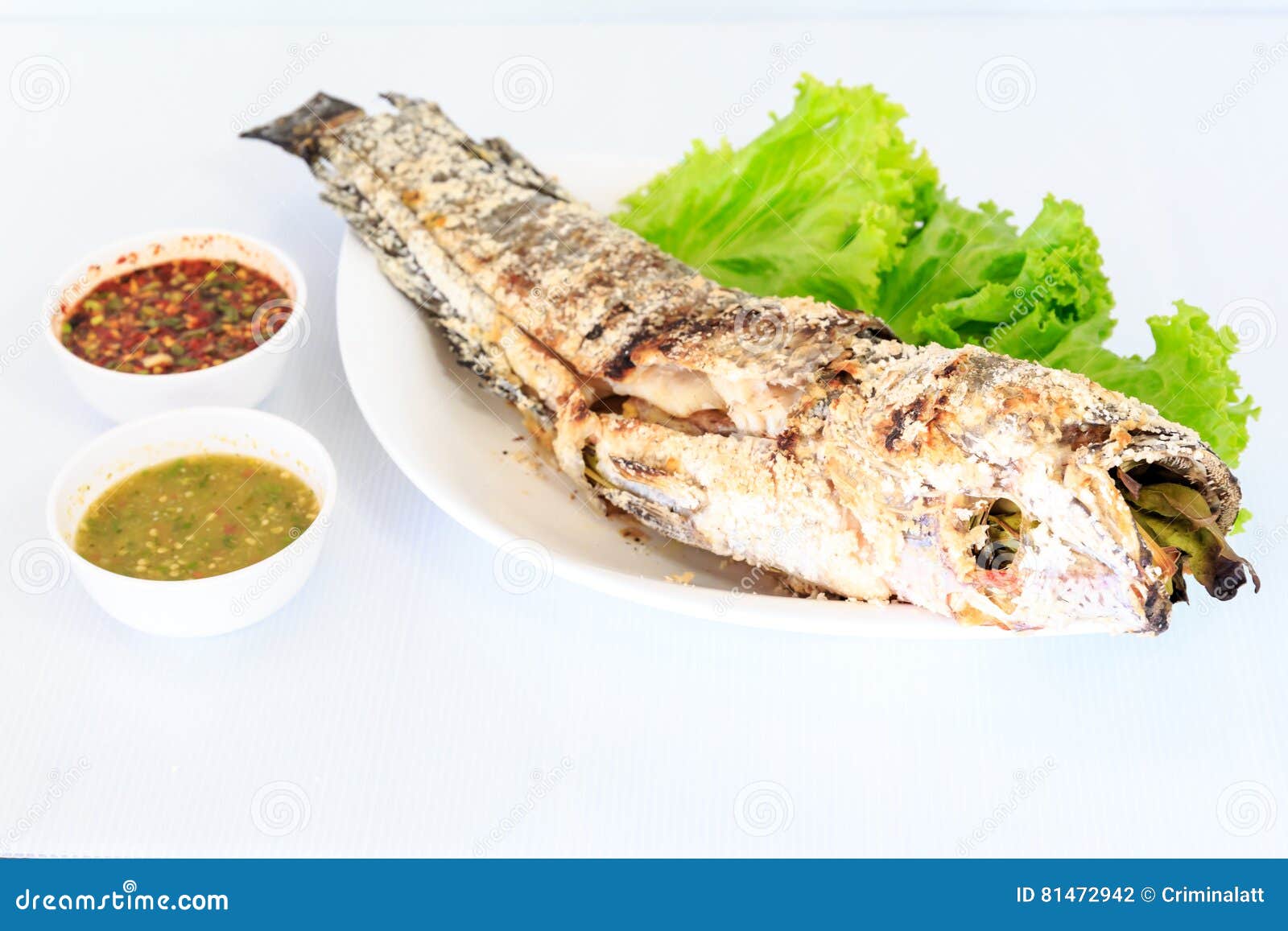 Grilled salted catfish stock photo. Image of lunch, gourmet - 81472942