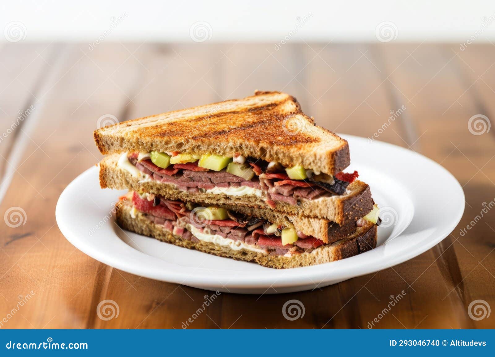 Grilled Sandwich on Rye Bread Placed on a White Plate Stock Photo ...