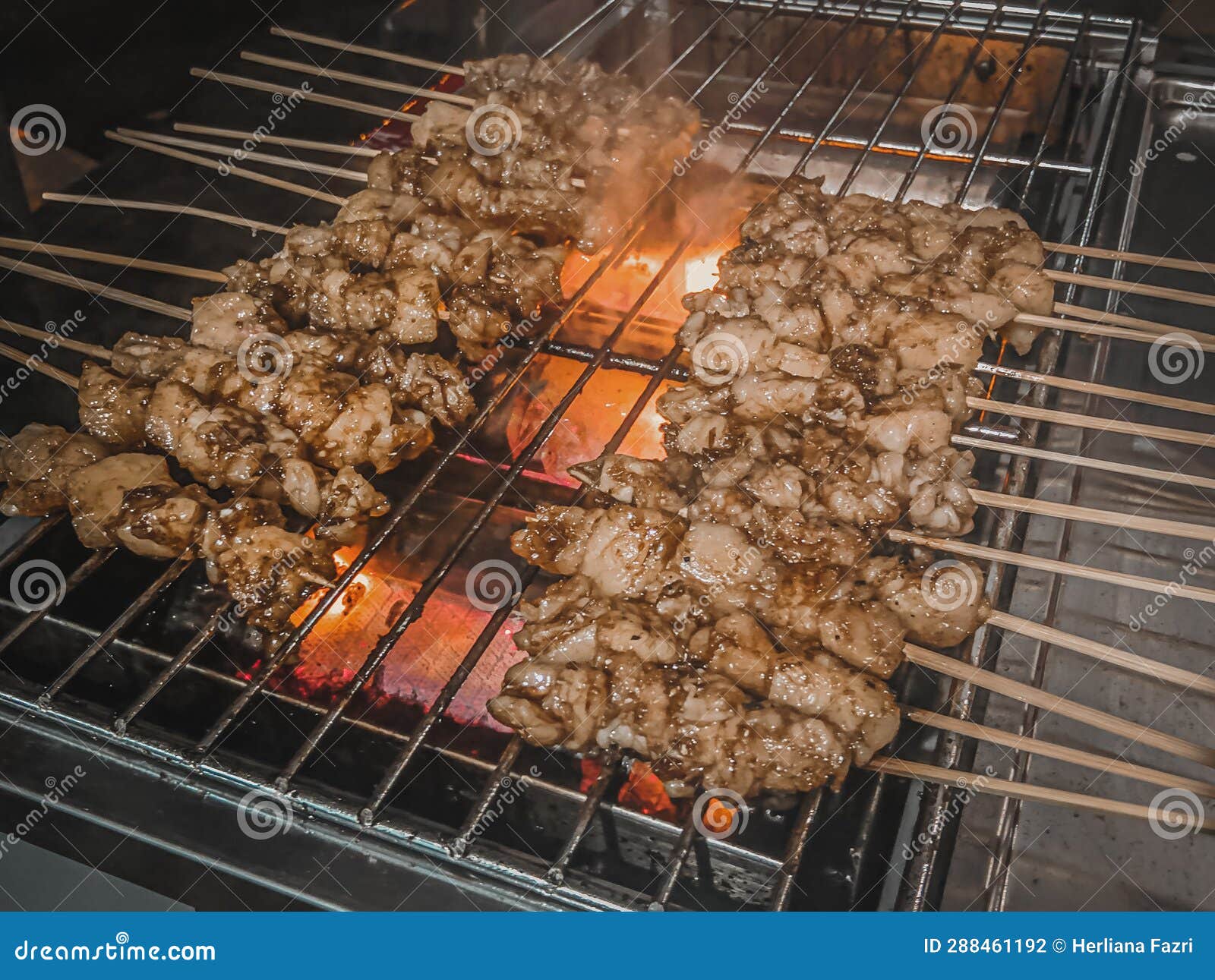 Grilled satay stock photo. Image of baking, fish, meat - 288461192