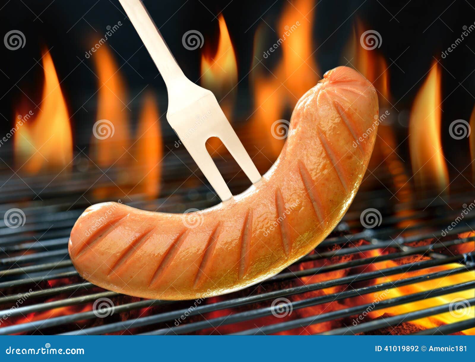 Grilled sausage stock photo. Image of cooking, fire, sausage - 41019892