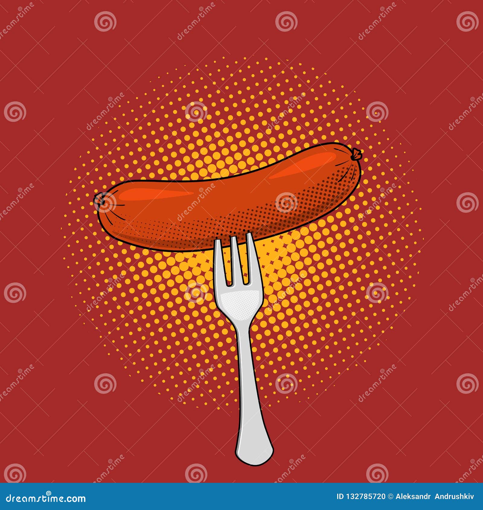 Comic sausage 2 stock vector. Illustration of meat, business - 132785720