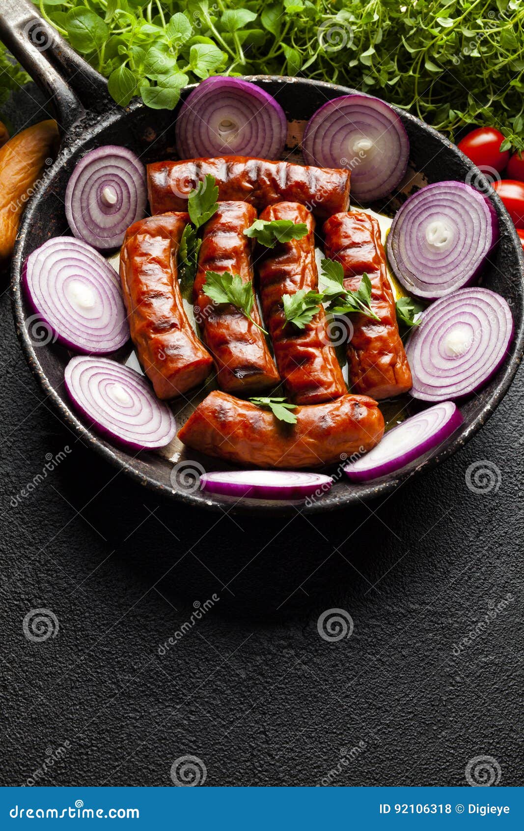 Grilled Sausage, Herbs and Vegetables Stock Photo - Image of table ... Grilled Sausage, Herbs and Vegetables Stock Photo - Image of table ...