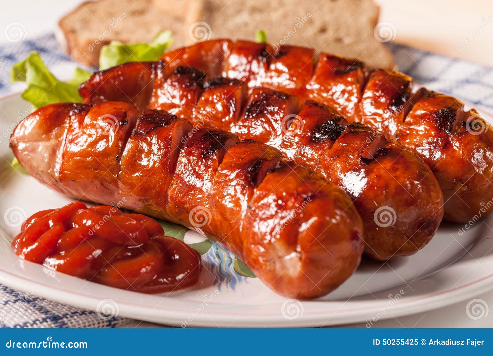 Grilled sausage. stock image. Image of pepper, bratwurst - 50255425