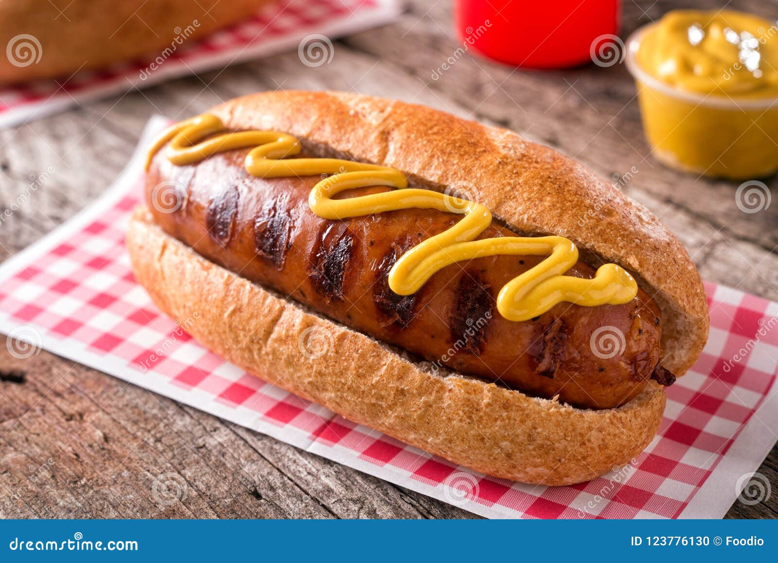 Grilled Sausage on a Roll stock photo. Image of barbecued - 123776130