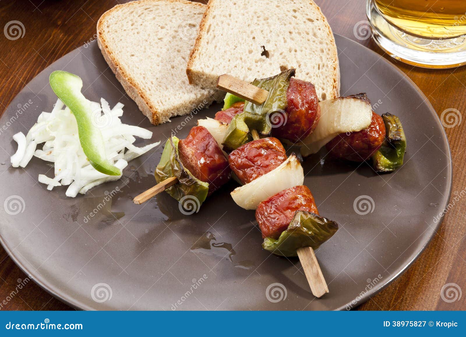 Grilled sausage on spit stock image. Image of juicy, fatty - 38975827