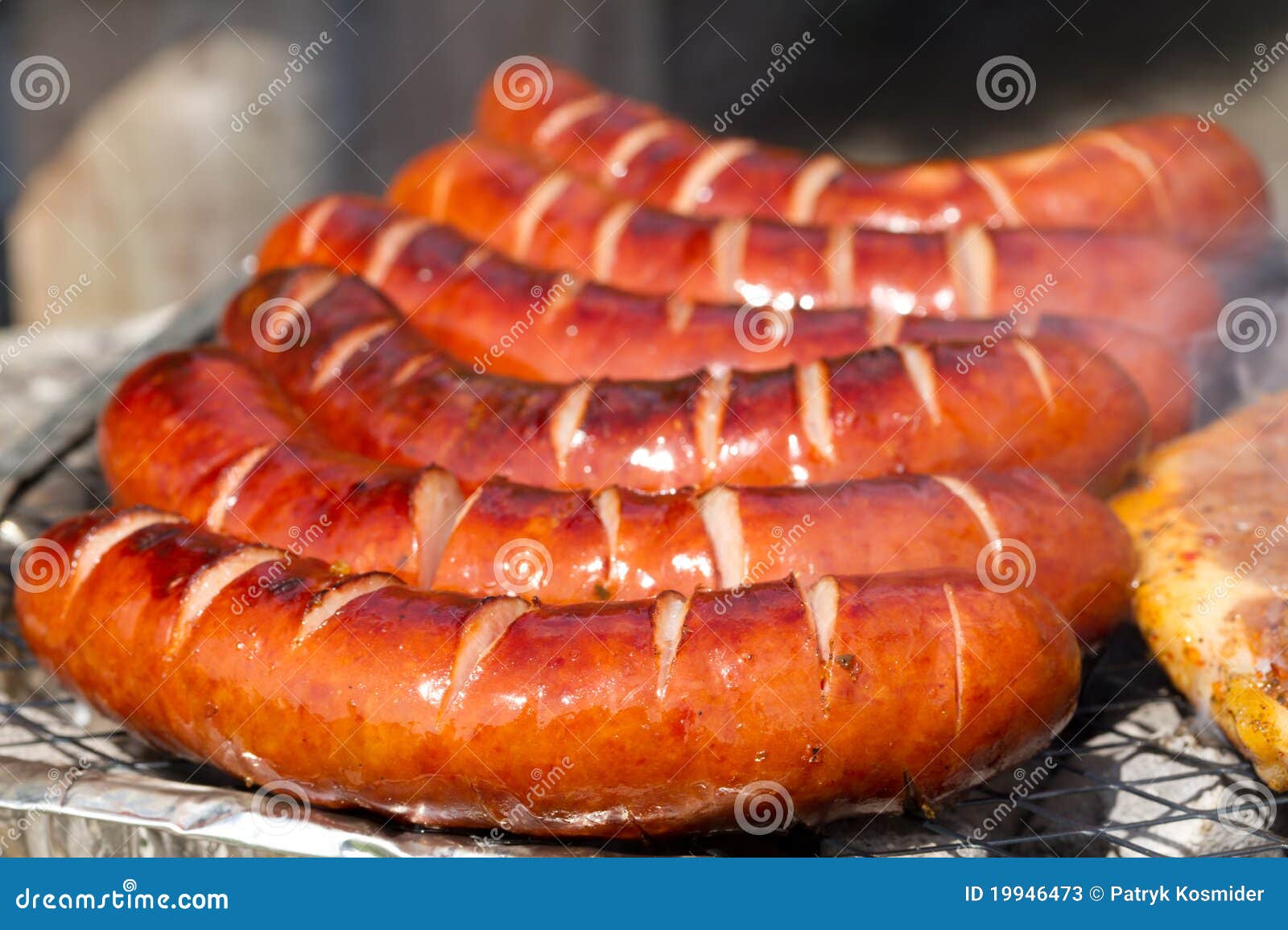 Grilled Sausages on the Barbecue Stock Image - Image of lunch, outdoors ...