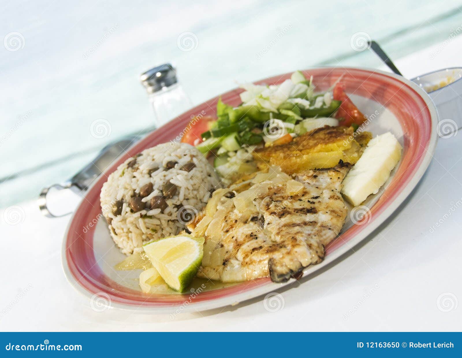 Grilled Sauteed Cavalli Kingfish Caribbean Style Stock Photo - Image of ...