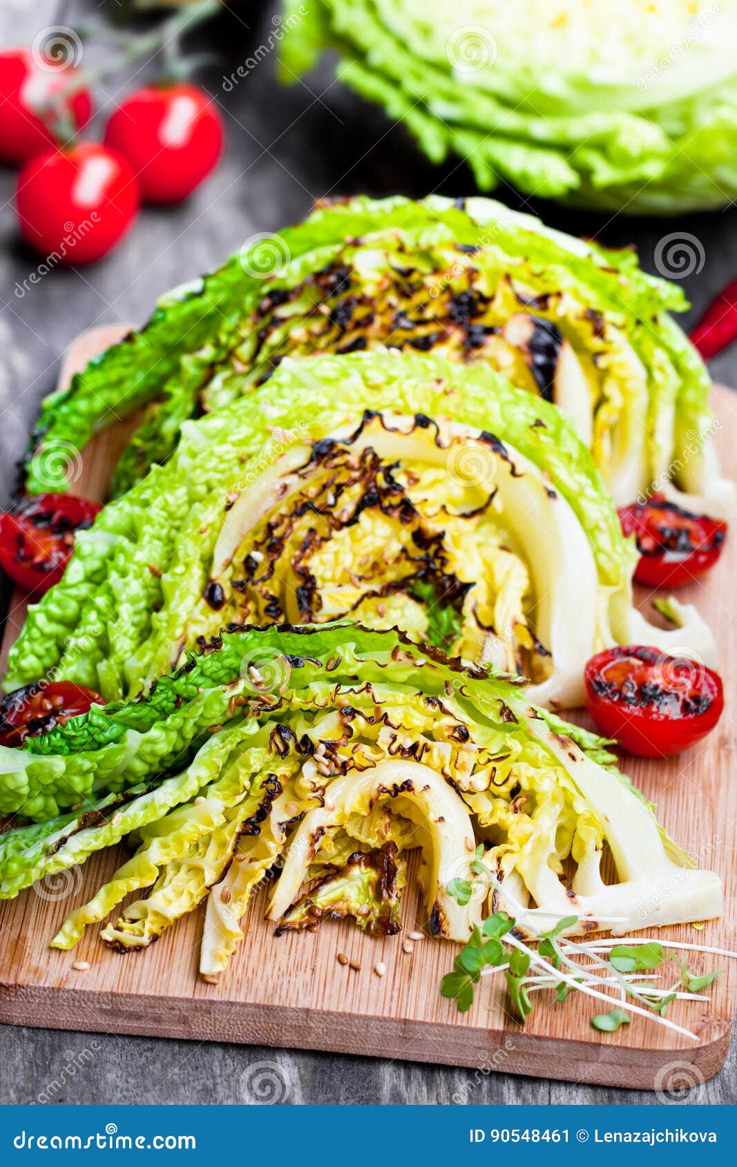 Grilled Savoy Cabbage with Cherry Tomatoes Stock Image - Image of ...