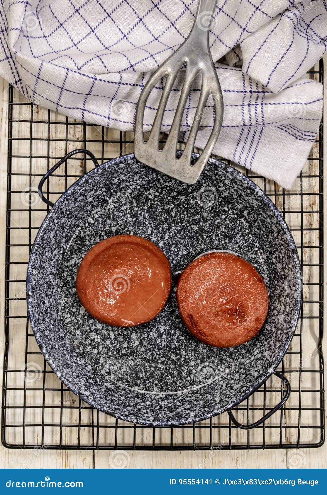 Grilled Scalded Sausage in a Pan Stock Image - Image of round, wood ...