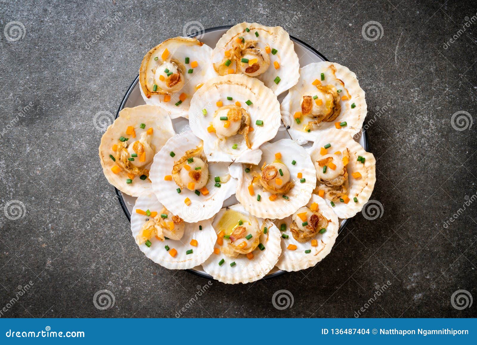 Grilled Scallops Shell with Butter Stock Photo - Image of baked, sauce ...