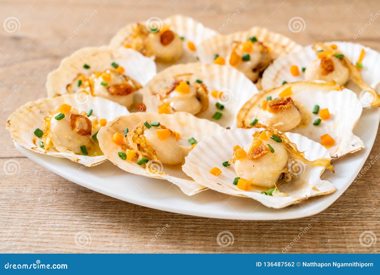 Grilled Scallops Shell with Butter Stock Photo - Image of butter ...