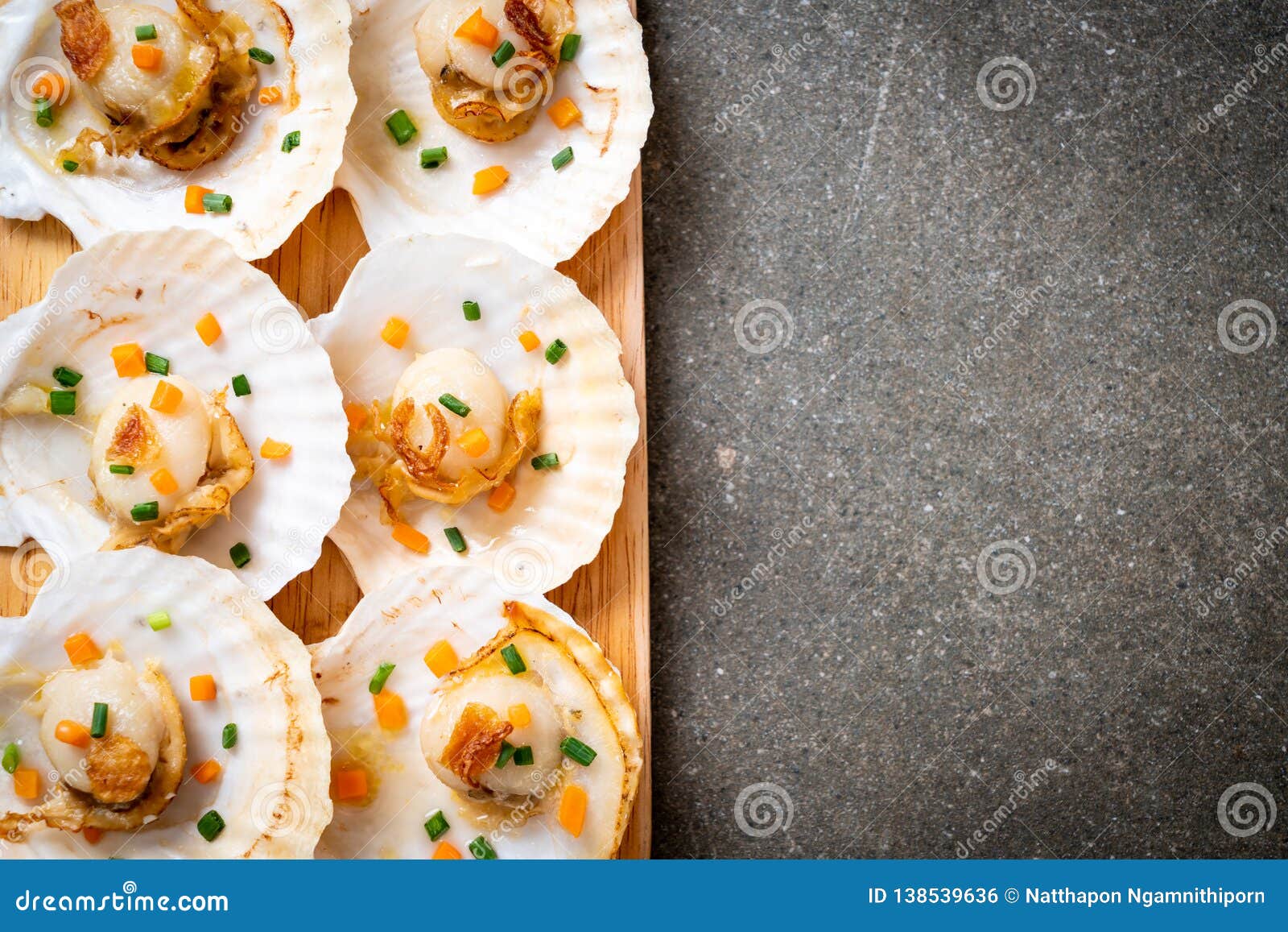 Grilled Scallops Shell with Butter Stock Photo - Image of isolated ...