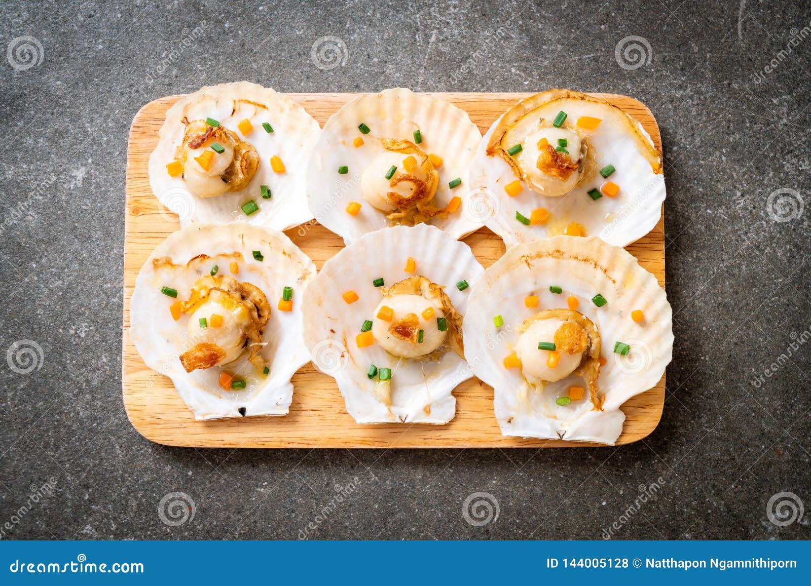 Grilled Scallops Shell with Butter Stock Photo - Image of background ...