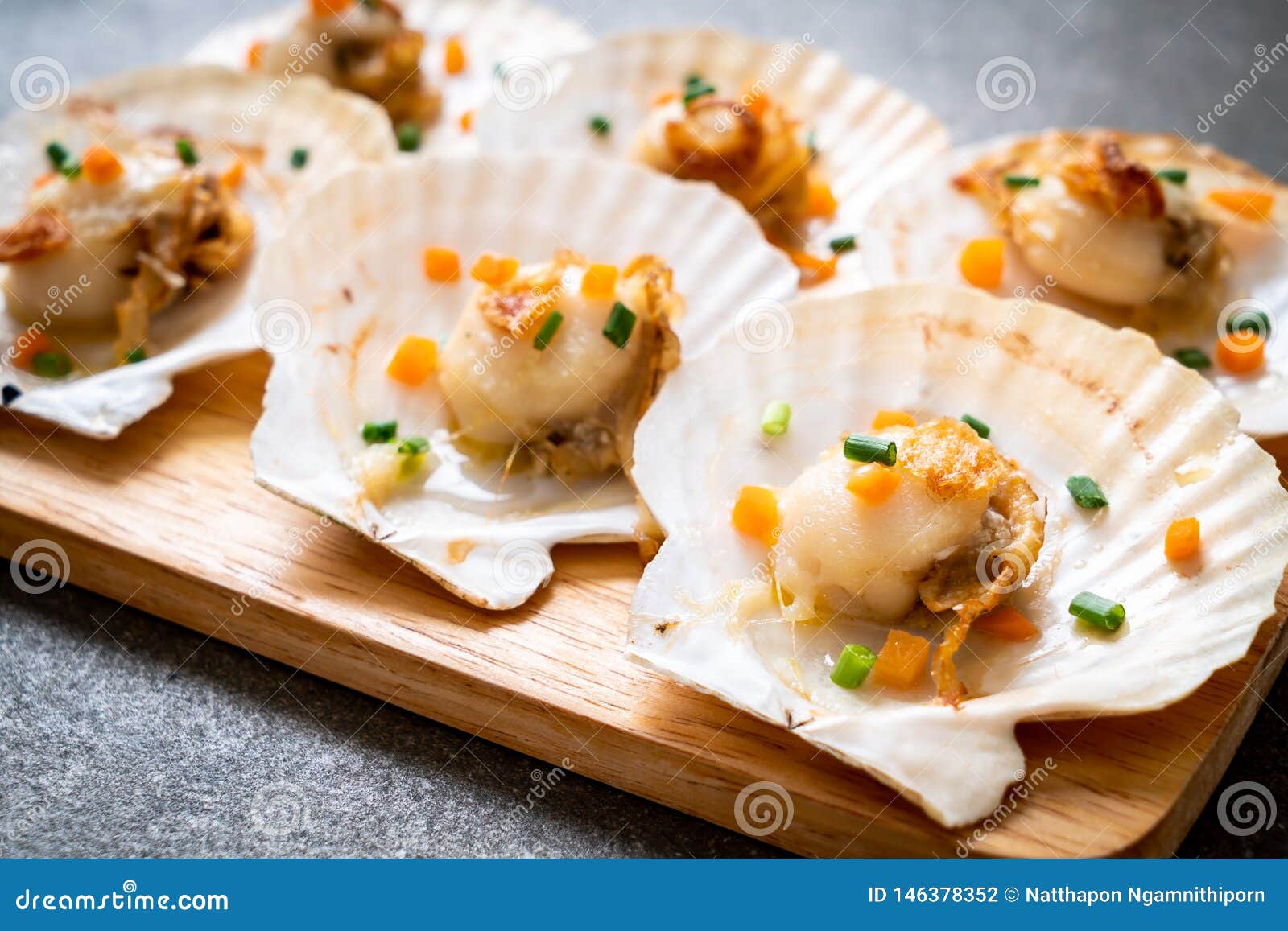 Grilled Scallops Shell with Butter Stock Photo - Image of seafood ...