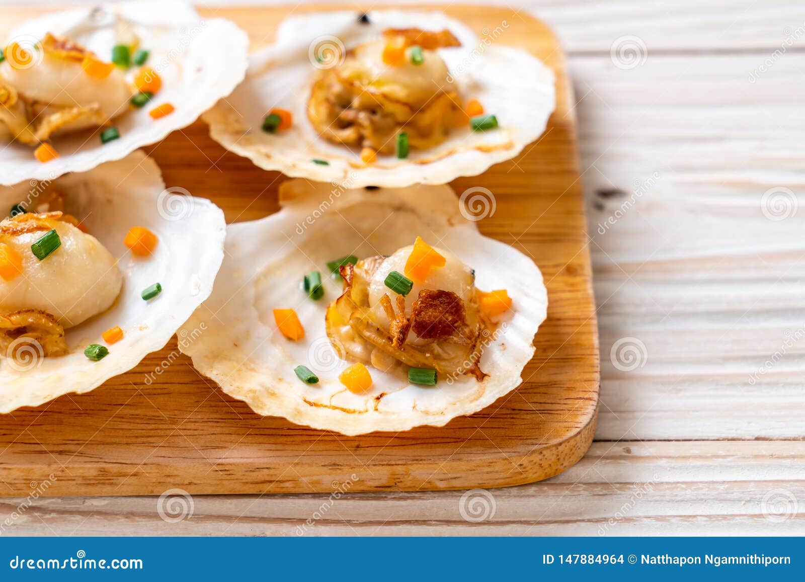 Grilled Scallops Shell with Butter Stock Photo - Image of delicious ...