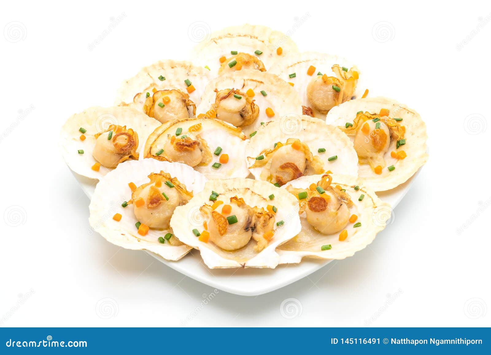 Grilled Scallops Shell with Butter and Garlic Stock Image - Image of ...