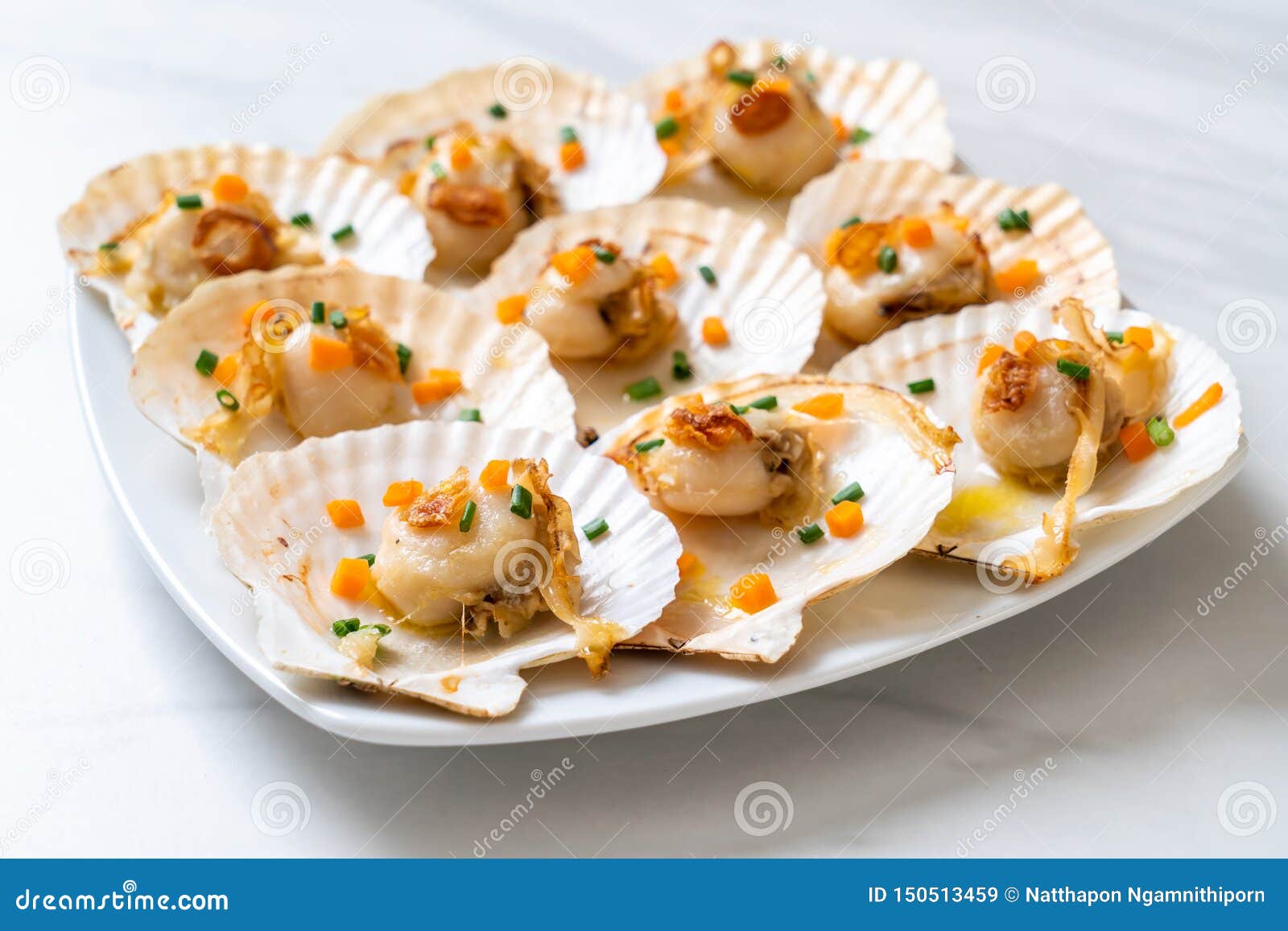 Grilled Scallops Shell with Butter Stock Image - Image of thai, cooked ...