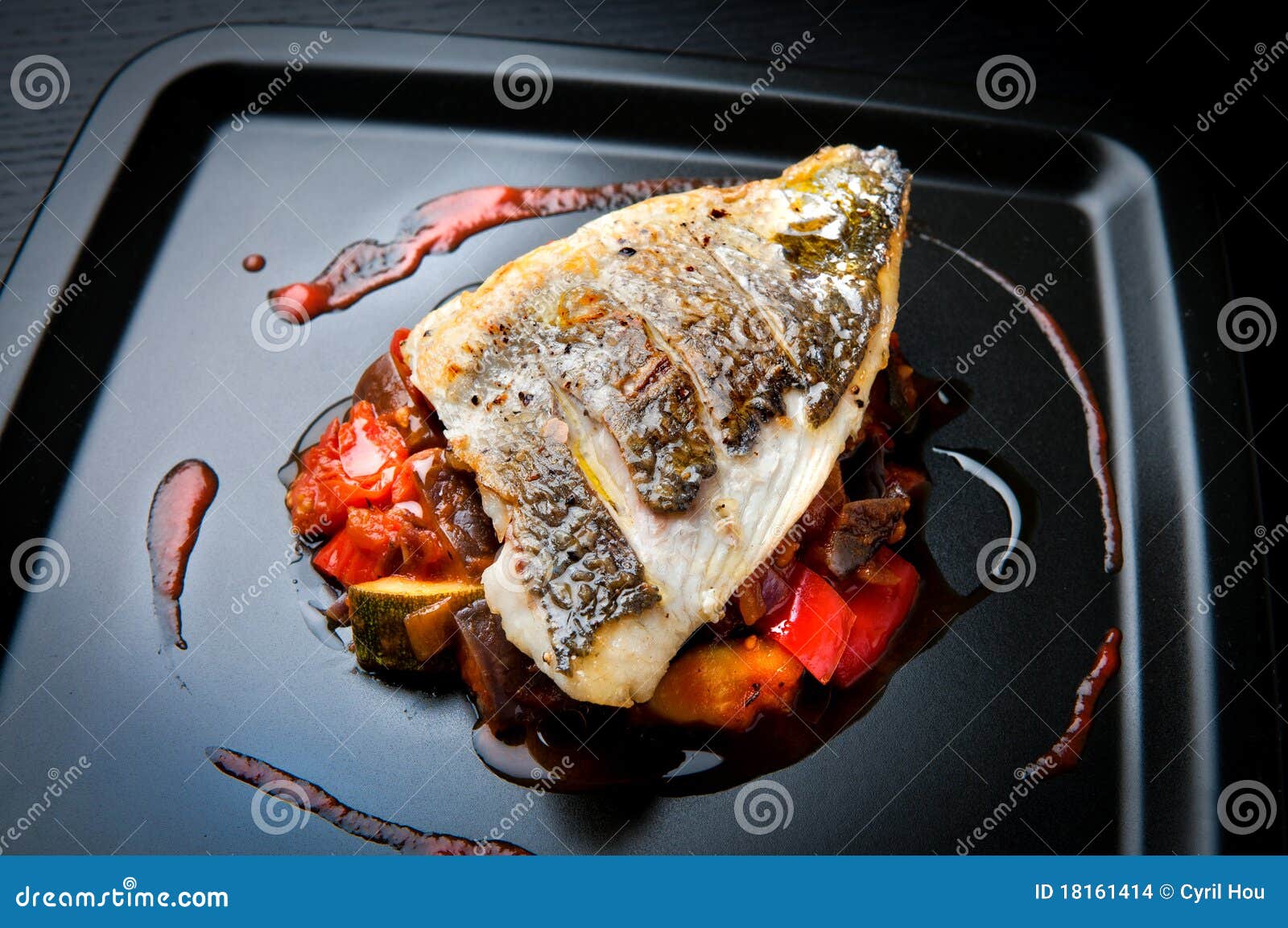 Grilled sea bream fillet stock photo. Image of dish, marinated - 18161414