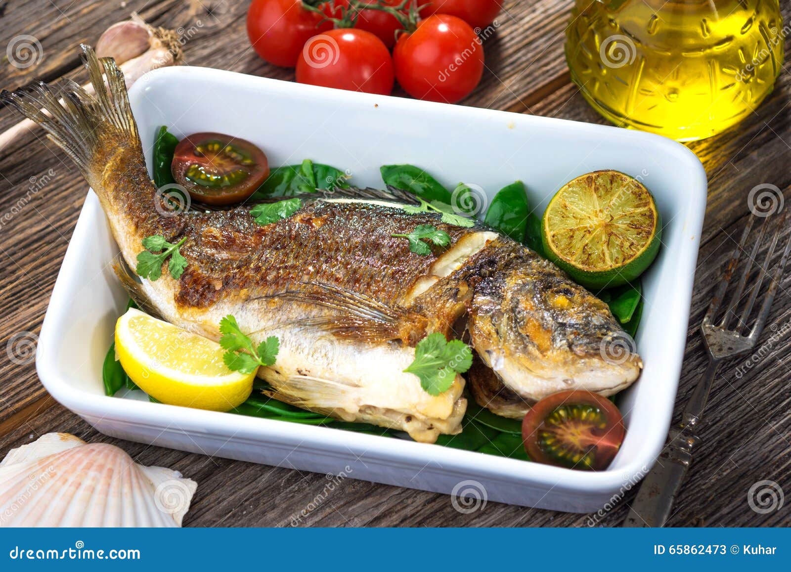 Grilled sea bream fish stock image. Image of food, cooking - 65862473