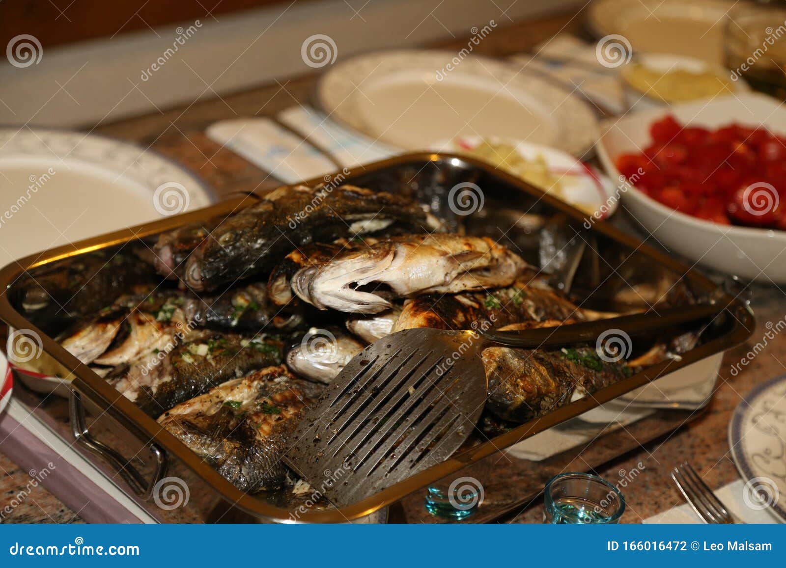Grilled Sea Fish Stands on the Table Stock Photo - Image of healthy ...