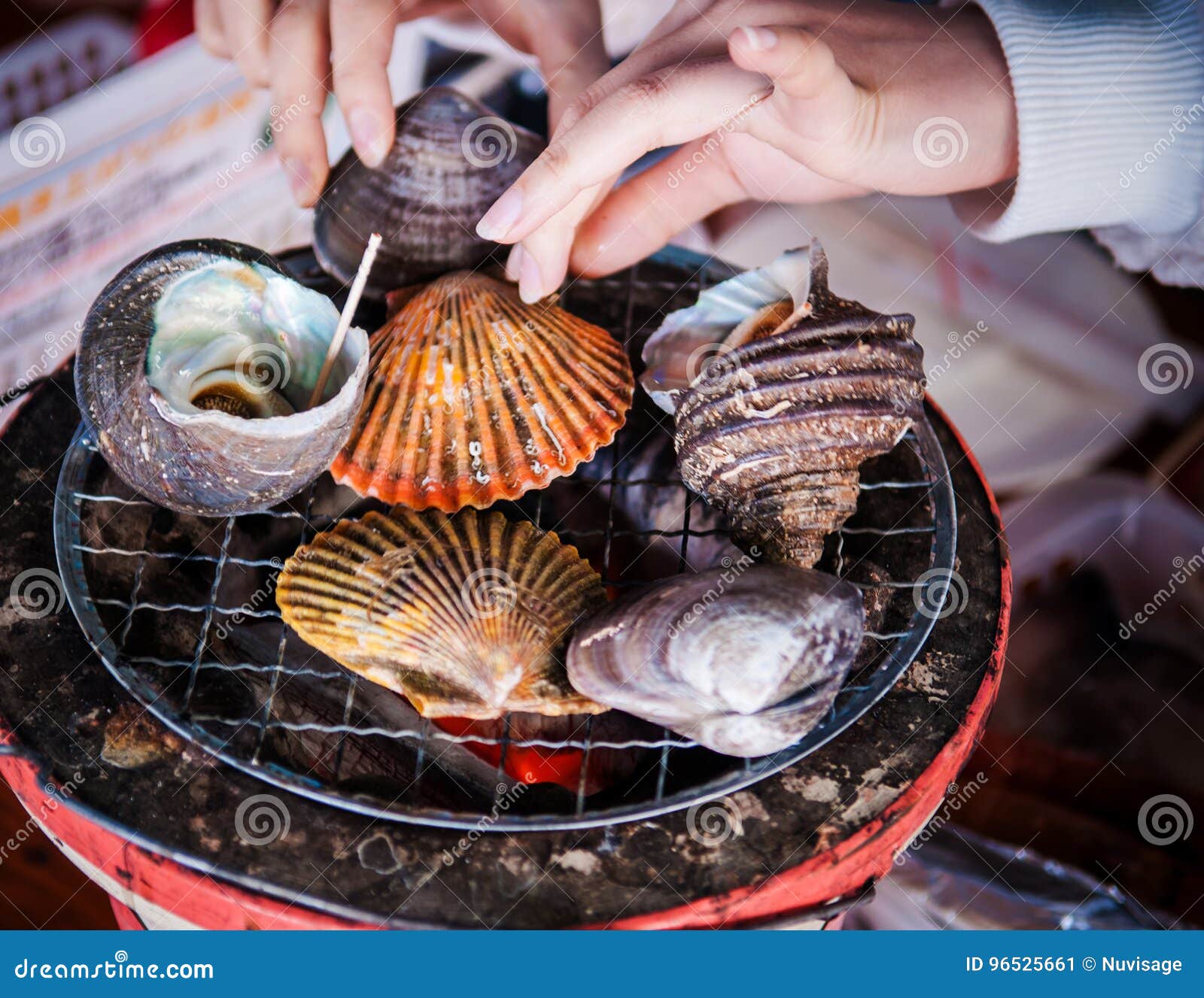 Grilled Sea Shells, Ehime, Hiroshima, Japan Stock Image - Image of ...