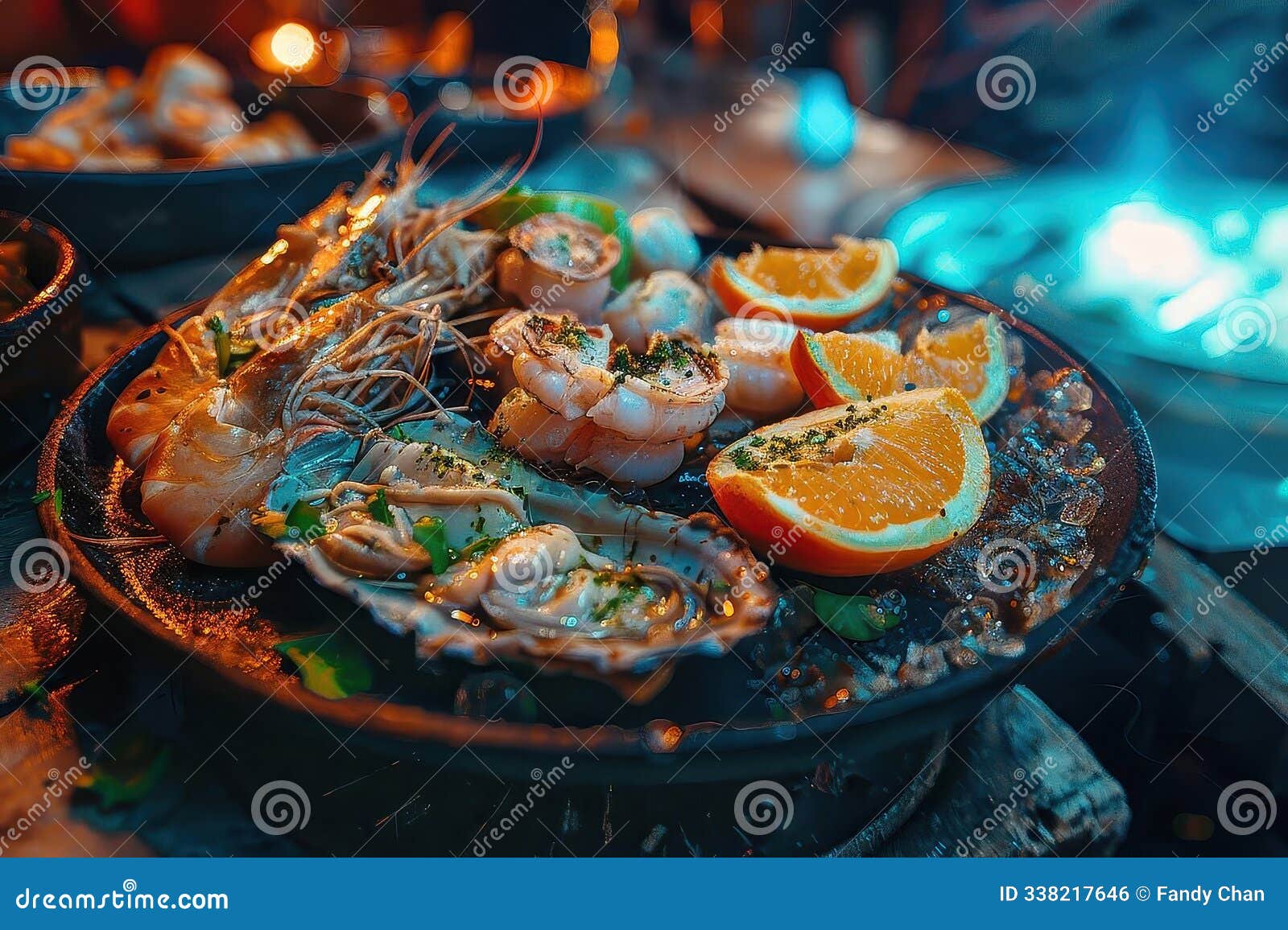 Seafood Platter With Scallops, Shrimp, And Crab Claws Royalty-Free ...