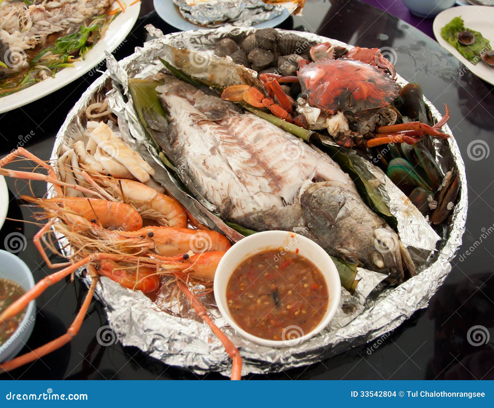 Grilled seafood stock photo. Image of fresh, shrimp, paella - 33542804