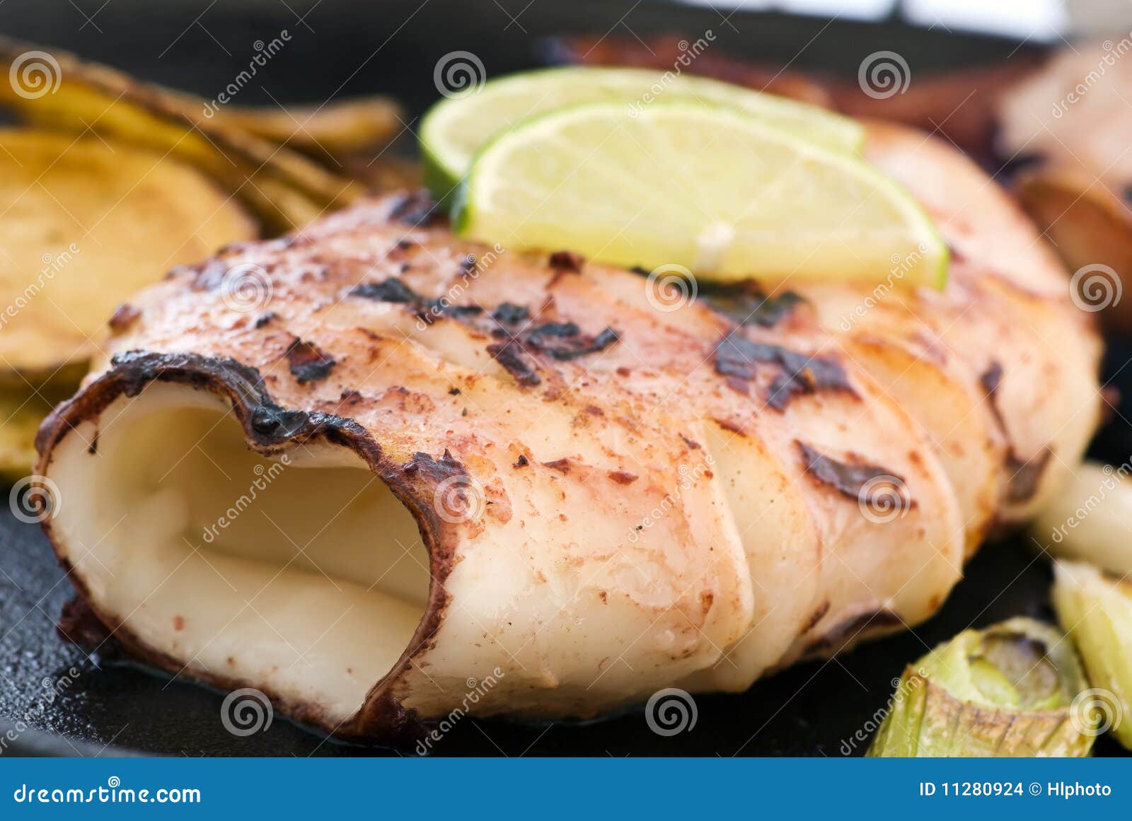 Grilled Sepia stock photo. Image of squid, lemon, meal - 11280924