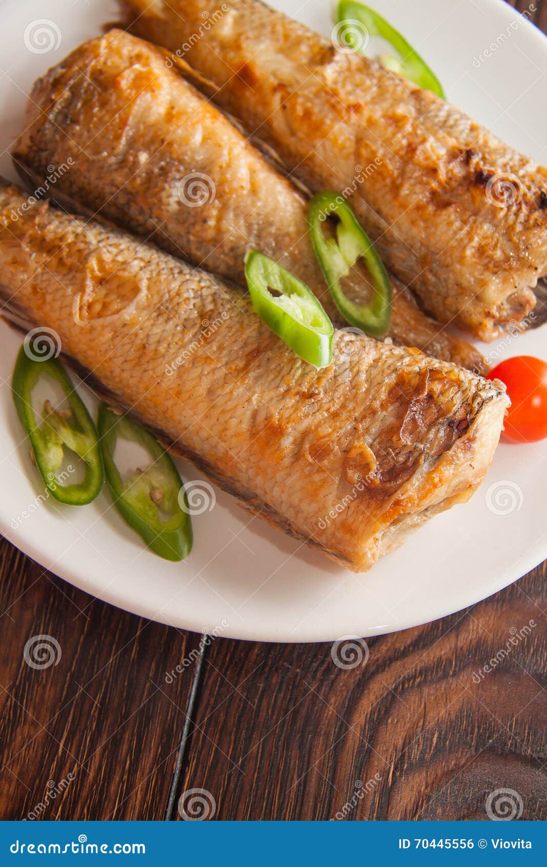 Grilled shad with tomato stock photo. Image of chili - 70445556