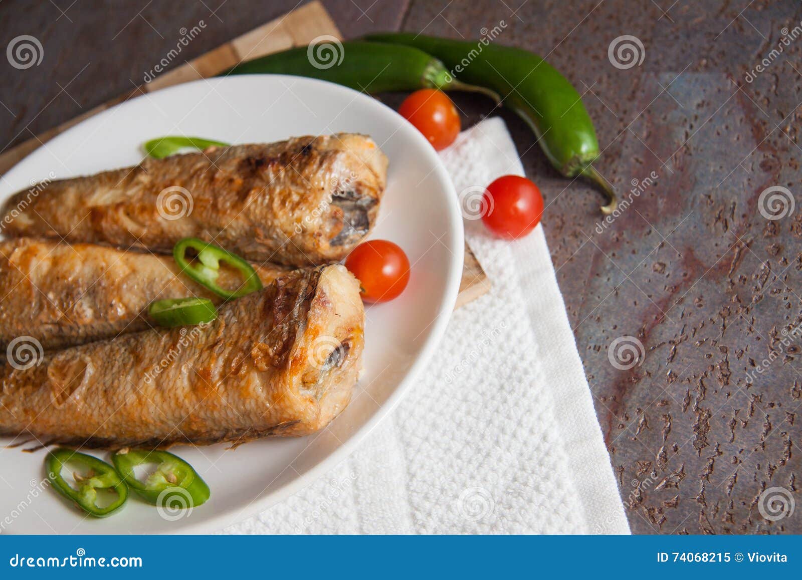 Grilled shad with tomato stock image. Image of cucumber - 74068215