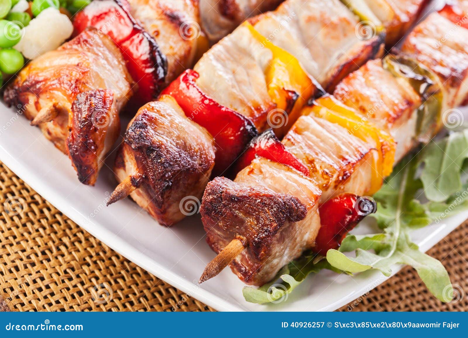 Grilled Shashlik with Vegetables Stock Image - Image of cucumber, group ...