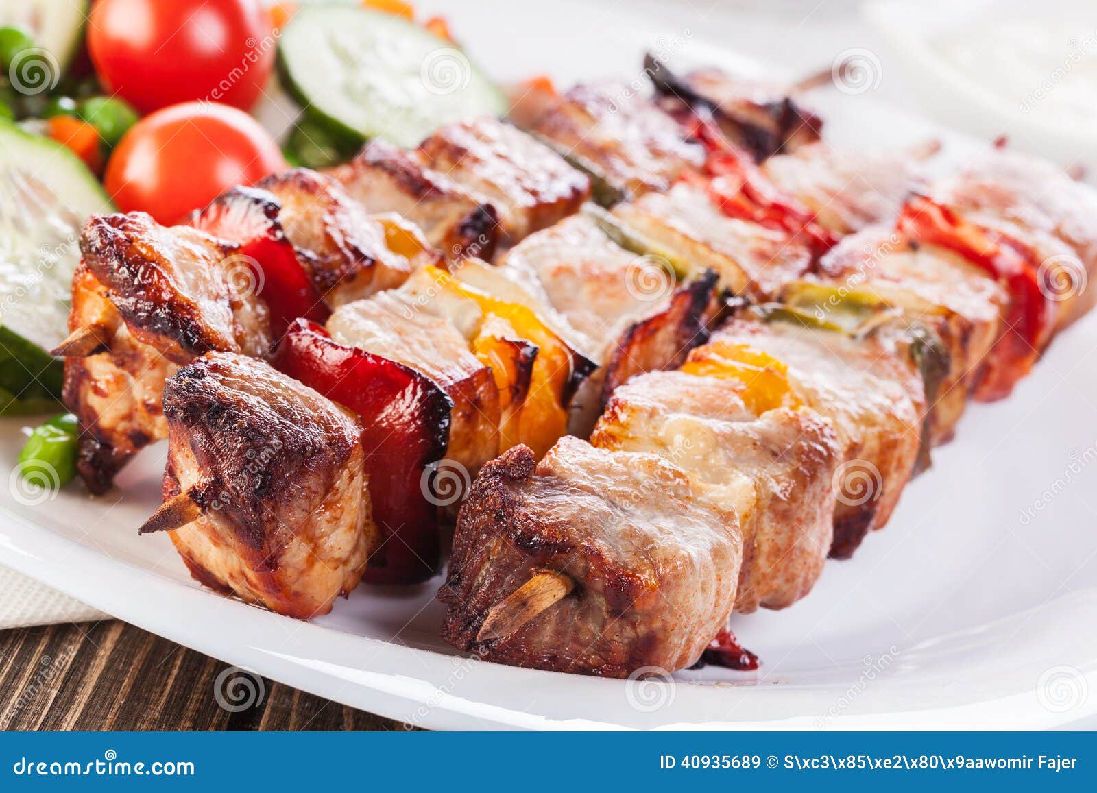 Grilled Shashlik with Vegetables Stock Image - Image of restaurant ...