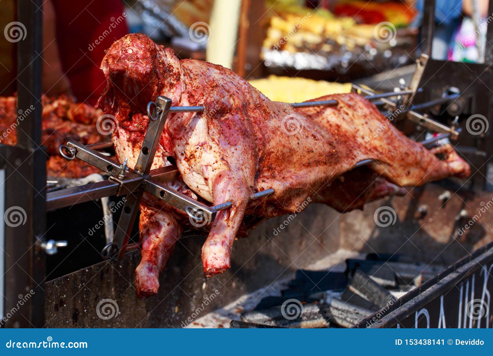 Grilled Sheep Carcass on a Spit Stock Image - Image of lamb, broil ...
