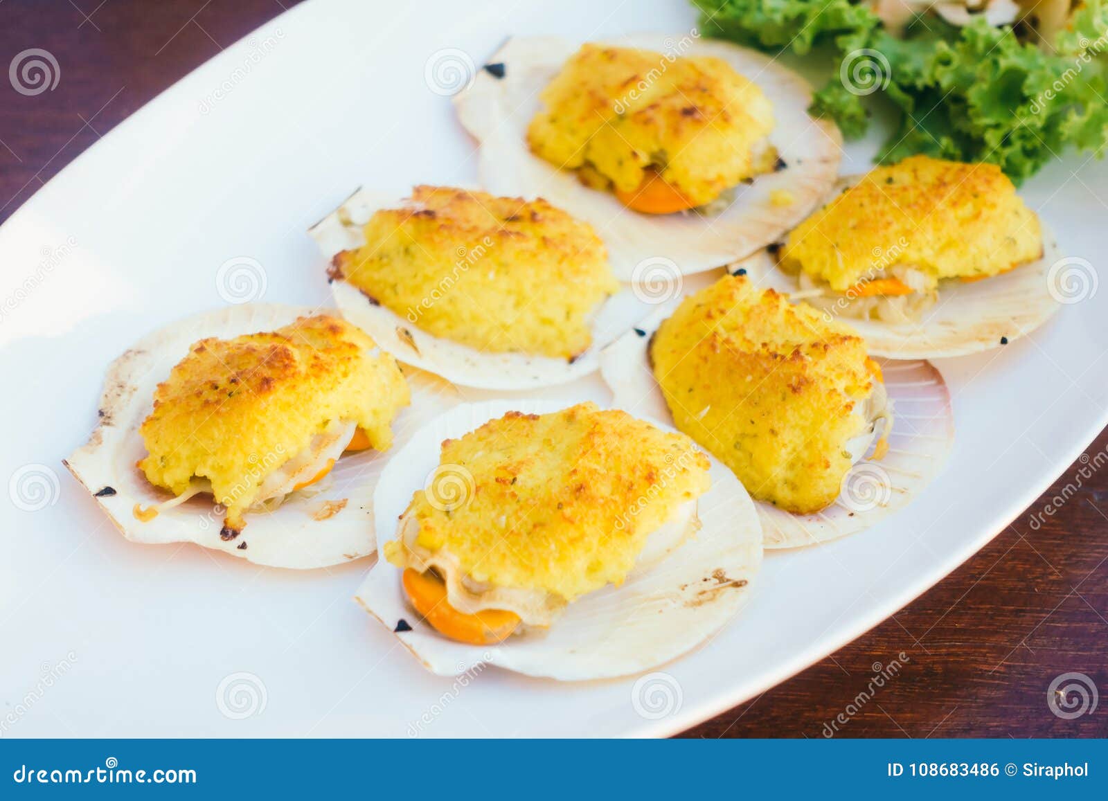 Grilled Shell with Butter and Garlic Stock Photo - Image of seafood ...