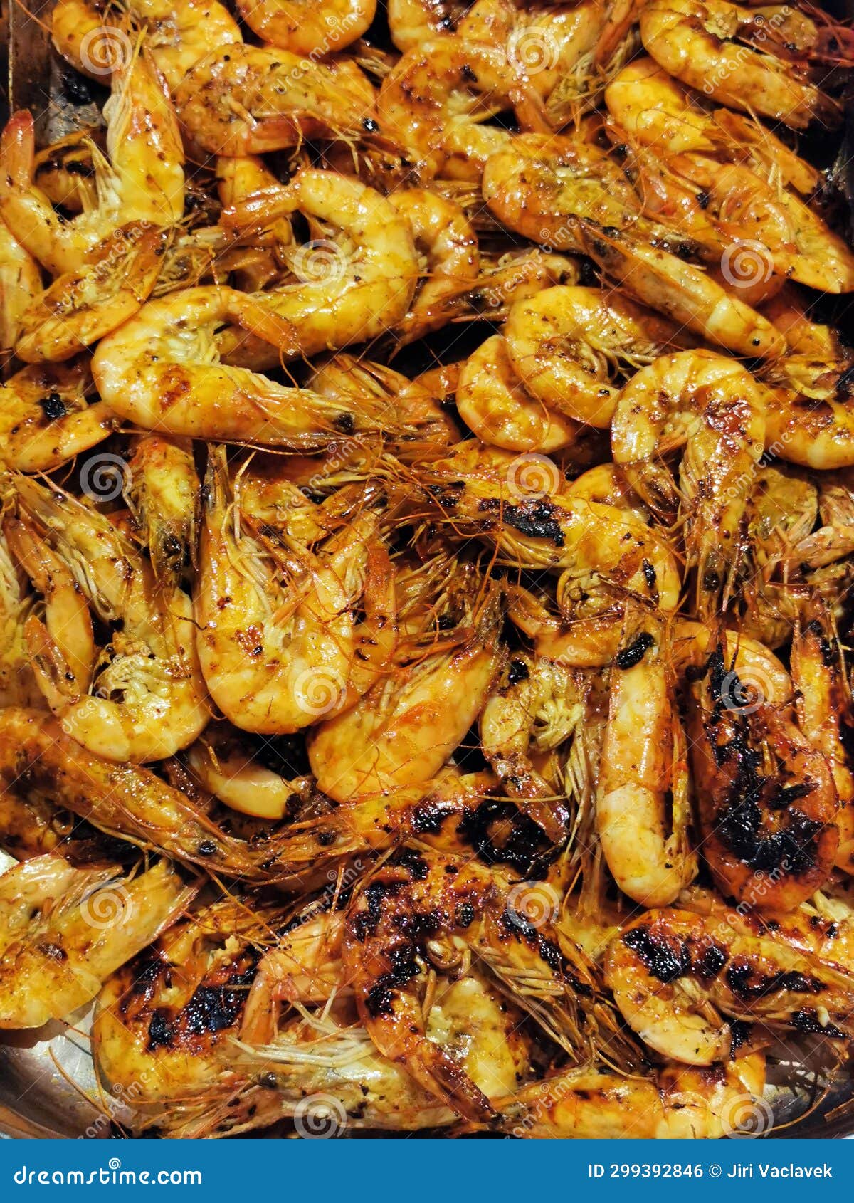 Grilled shrimp background stock photo. Image of plate - 299392846