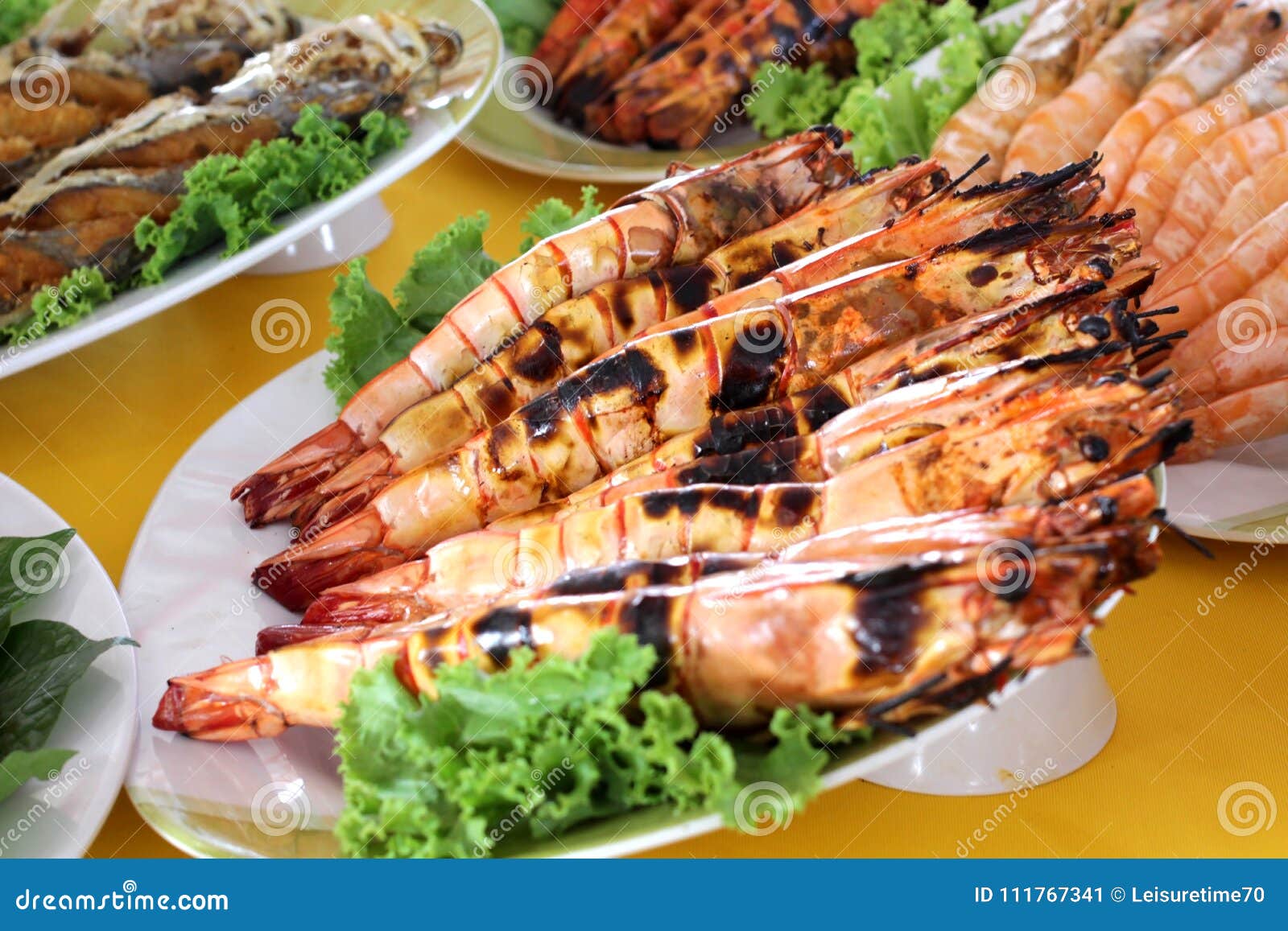 Grilled Big Prawn on Dining Table Stock Image - Image of cooked ...