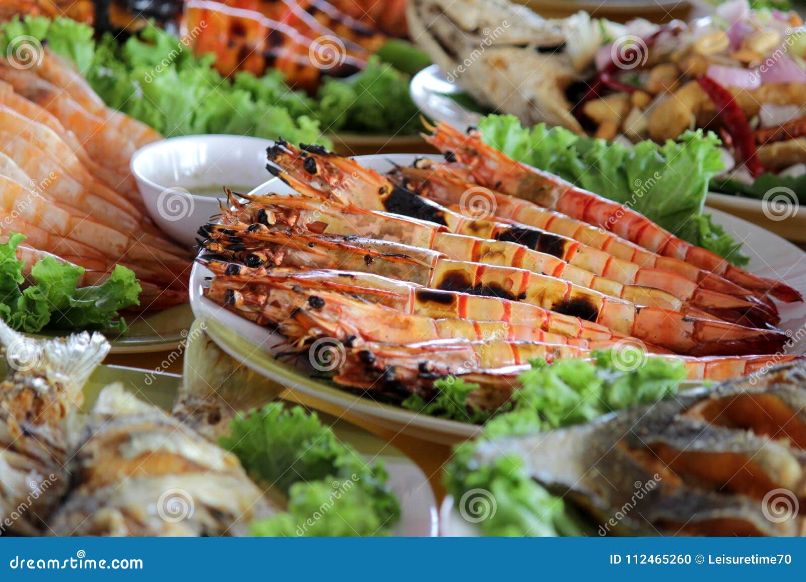 Grilled Shrimp on Dining Table Stock Photo - Image of barbecue, gourmet ...