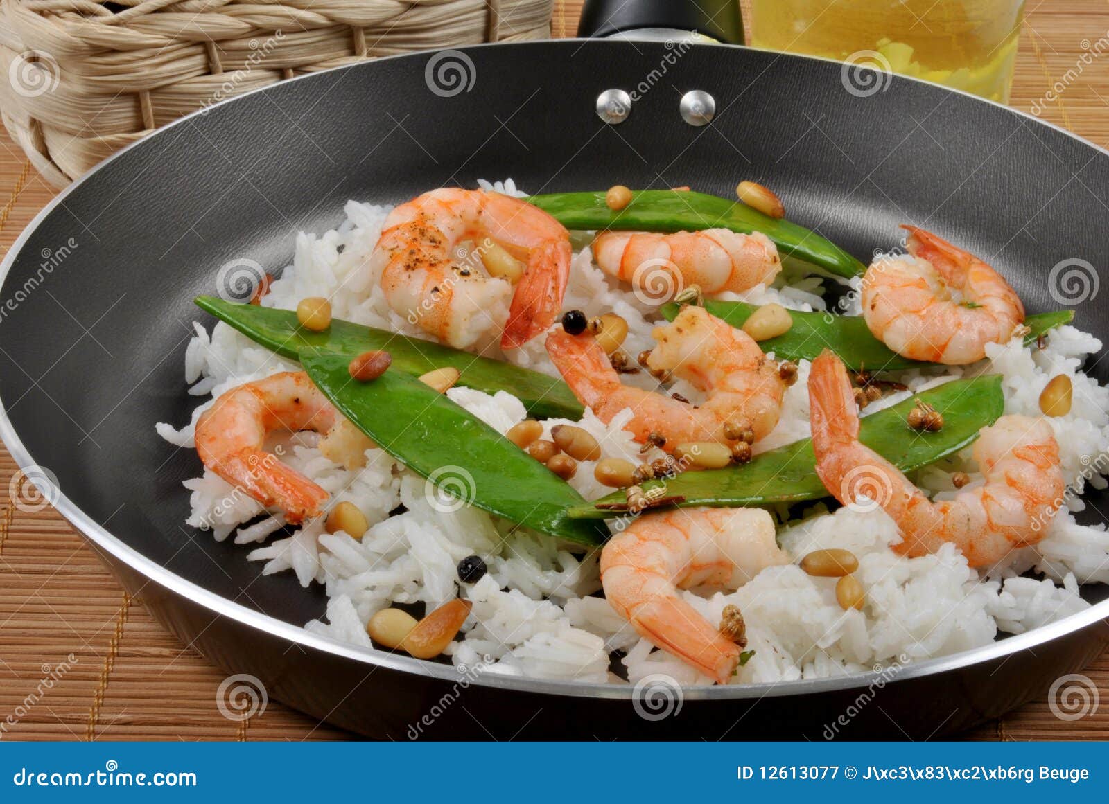 Grilled Shrimp with Rice and Vegetable Stock Image - Image of health ...