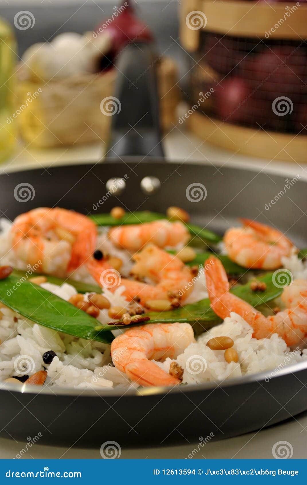 Grilled Shrimp with Rice and Vegetable Stock Photo - Image of healthy ...
