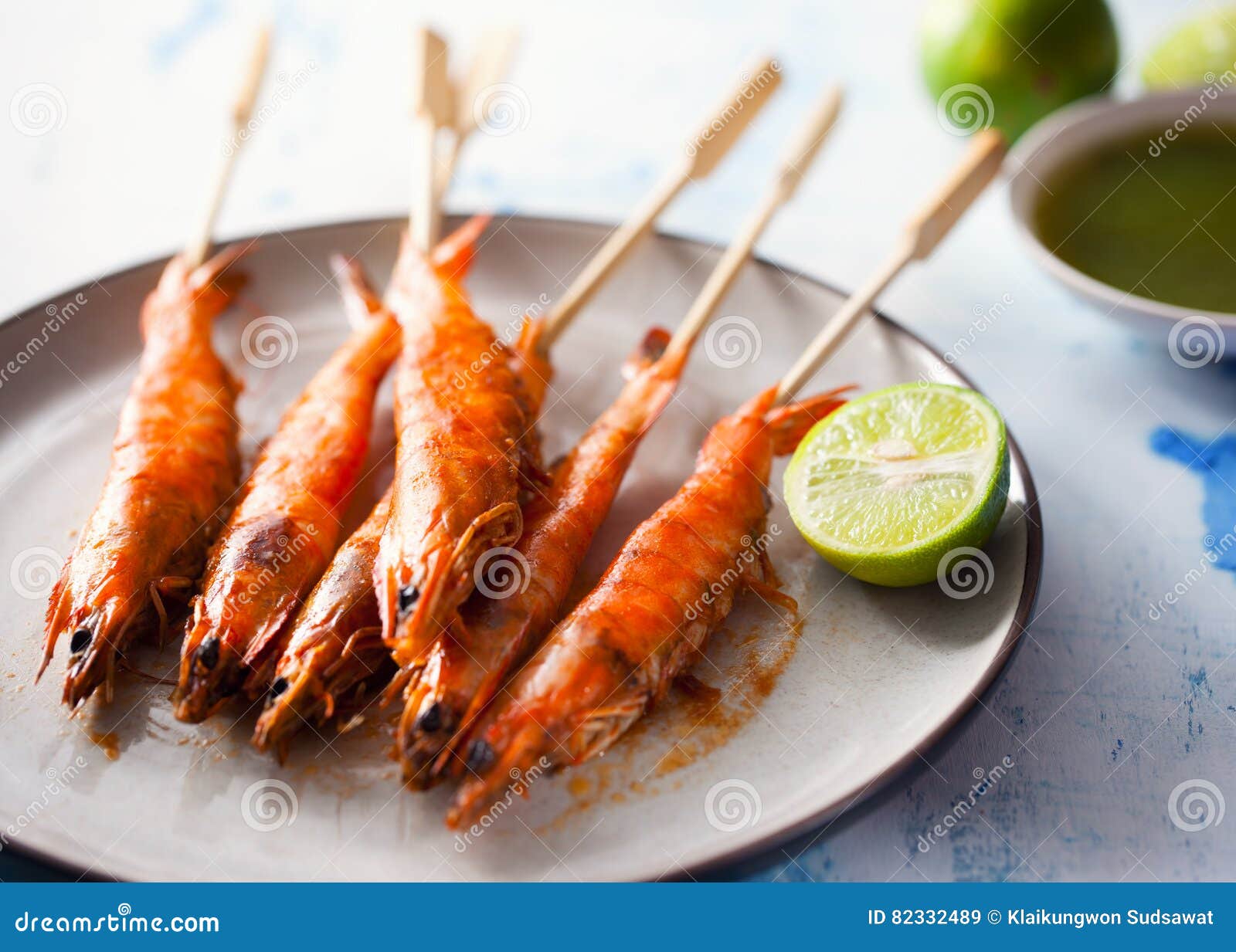 Grilled shrimp stick stock image. Image of stickthai - 82332489