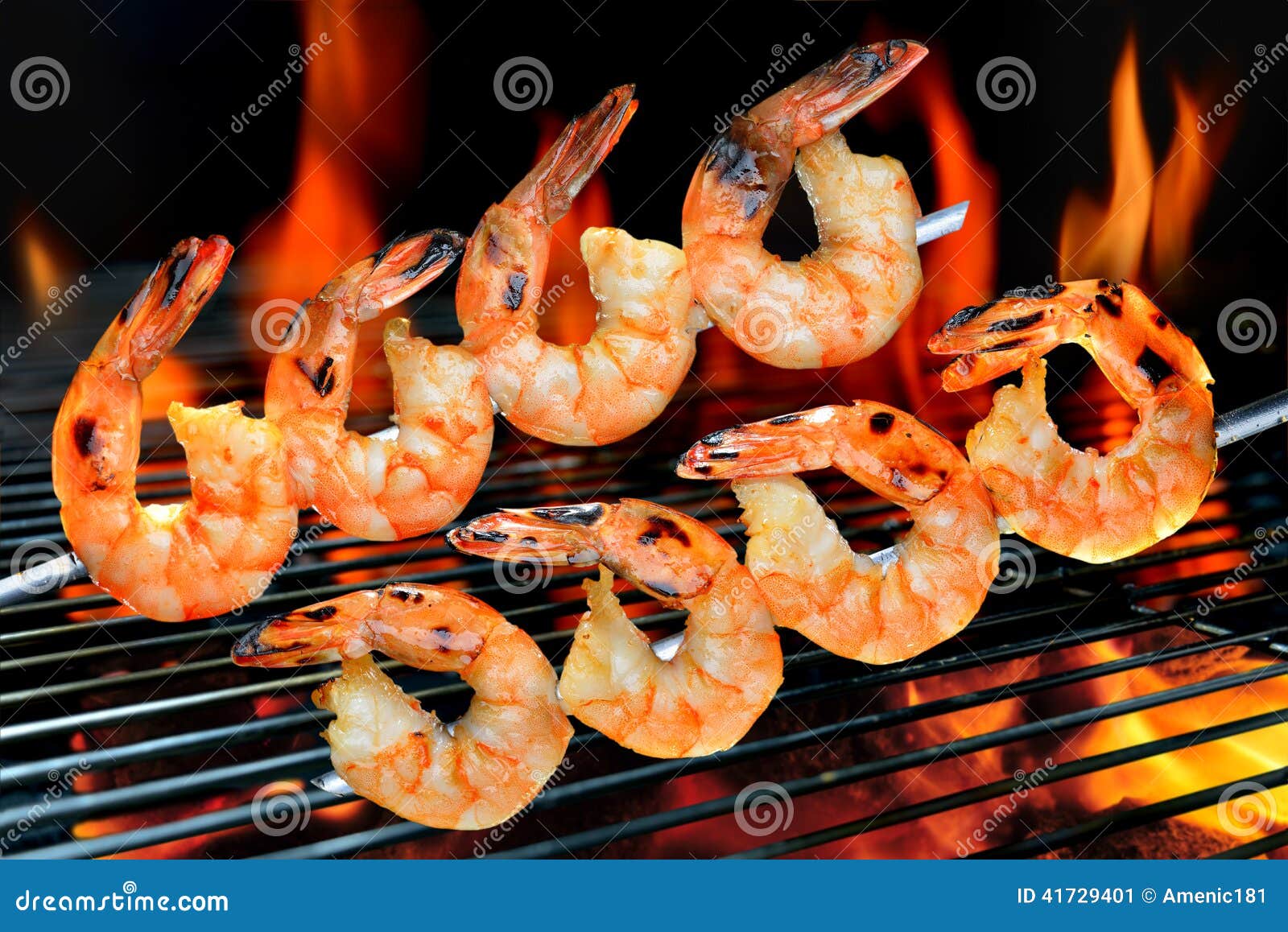 Grilled shrimps stock image. Image of food, meal, seafood - 41729401