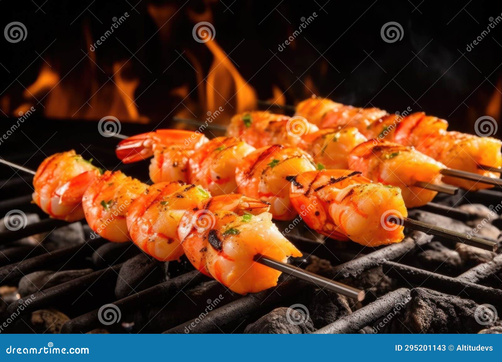 Grilled Shrimps on a Skewer with Grill Marks Stock Image - Image of ...