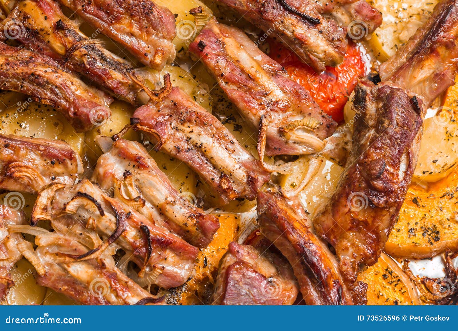 Grilled Sliced Barbecue Pork Ribs Stock Photo - Image of marinated ...
