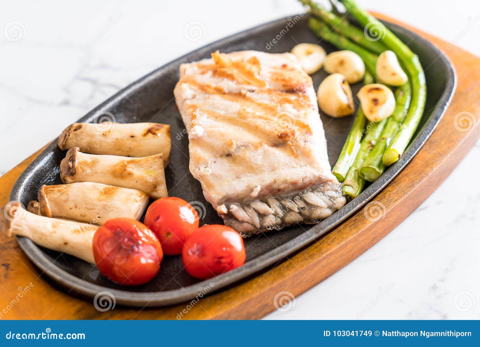 Grilled snapper fish steak stock image. Image of cream - 103041749