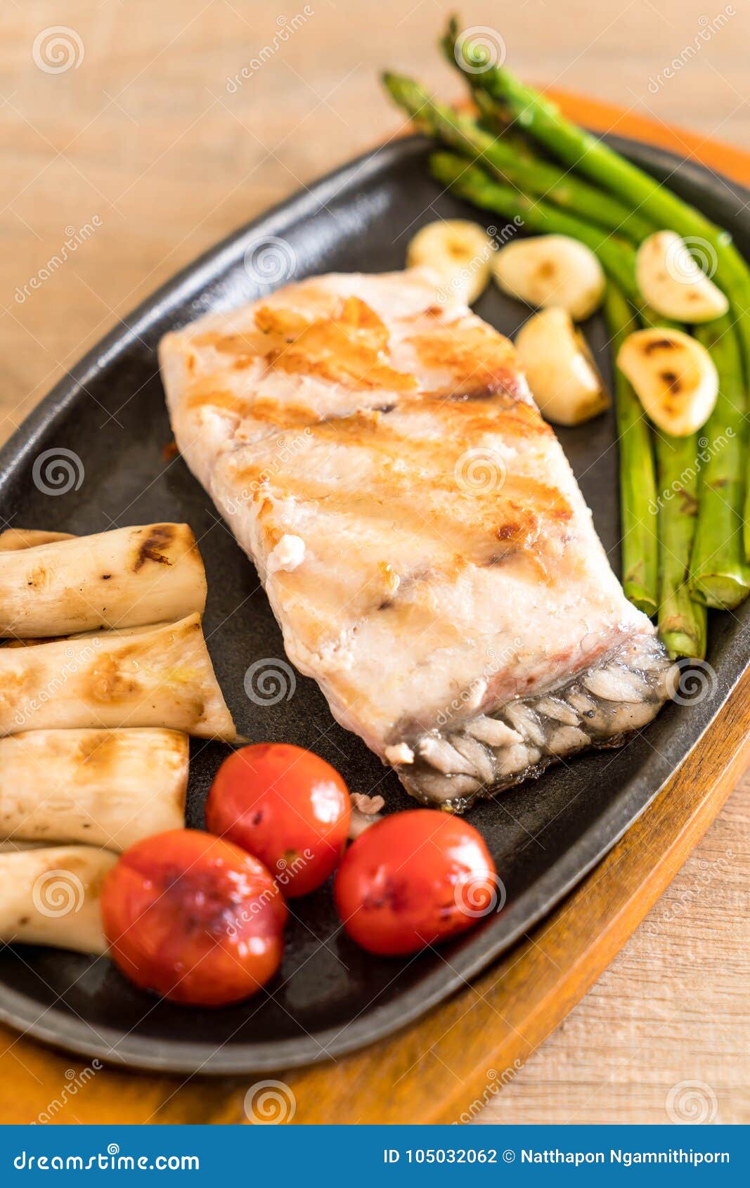 Grilled snapper fish steak stock photo. Image of filet - 105032062