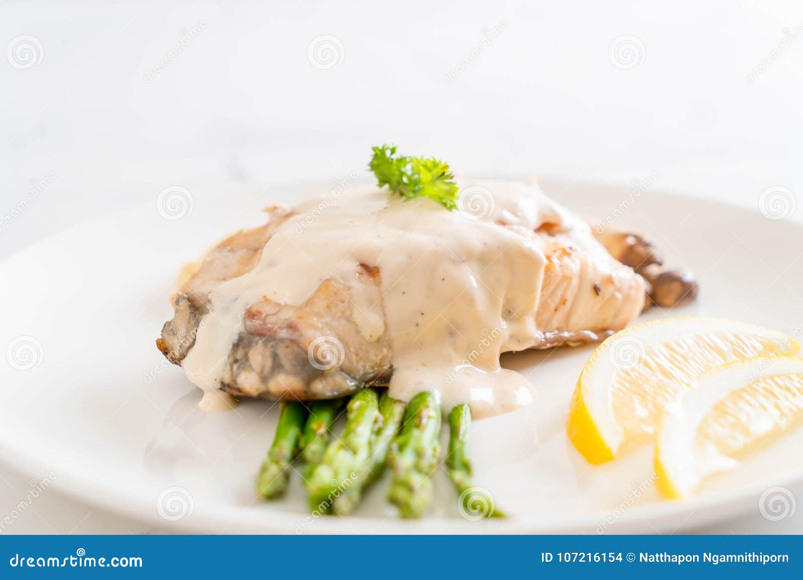 Grilled snapper fish steak stock photo. Image of food - 107216154