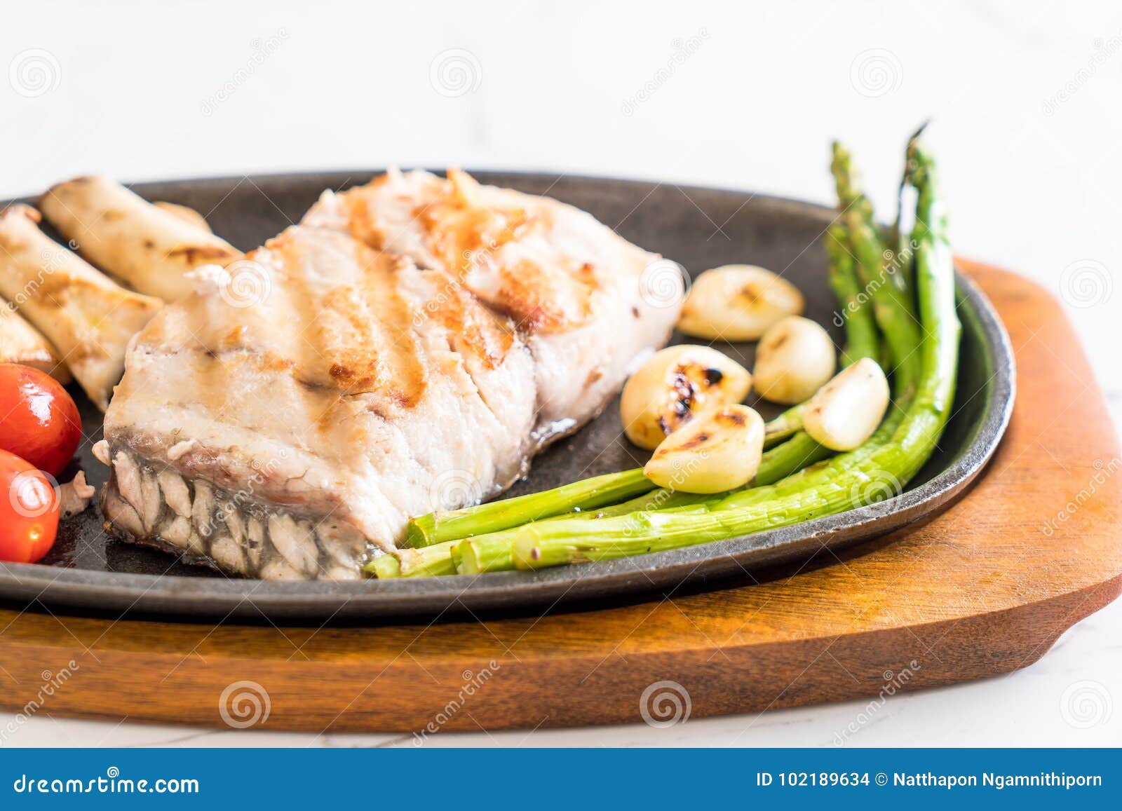 Grilled snapper fish steak stock photo. Image of steak - 102189634