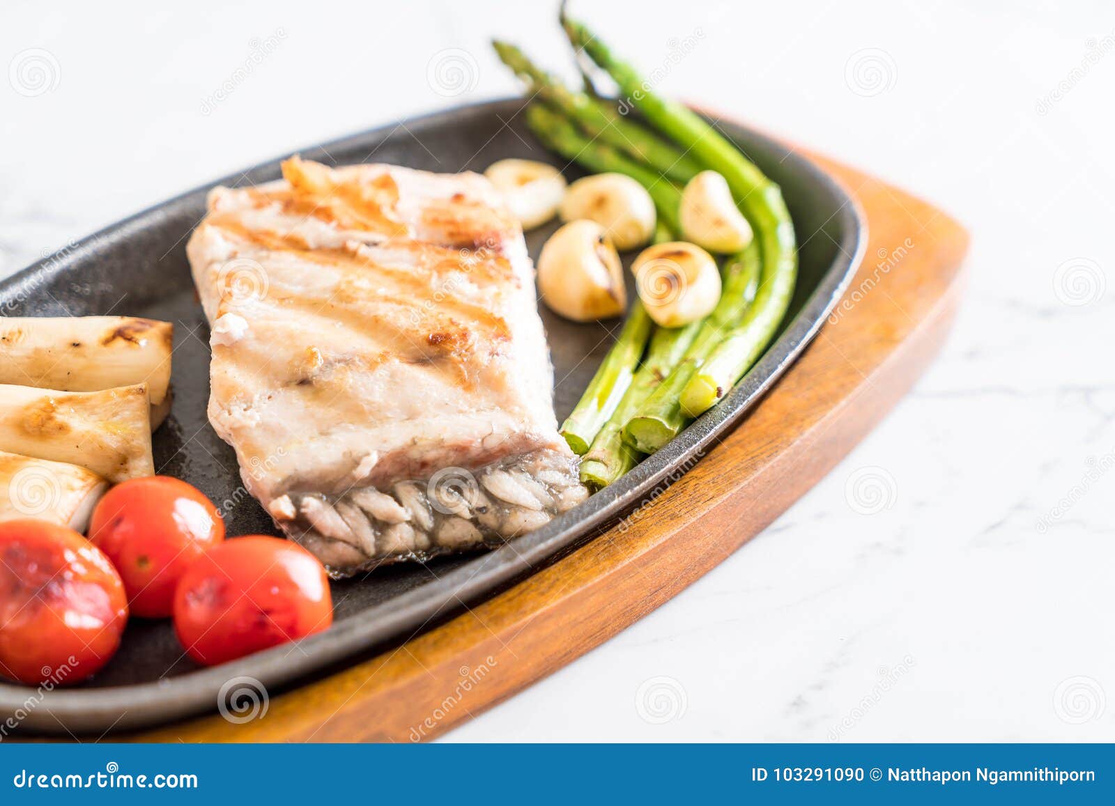 Grilled snapper fish steak stock photo. Image of filet - 103291090